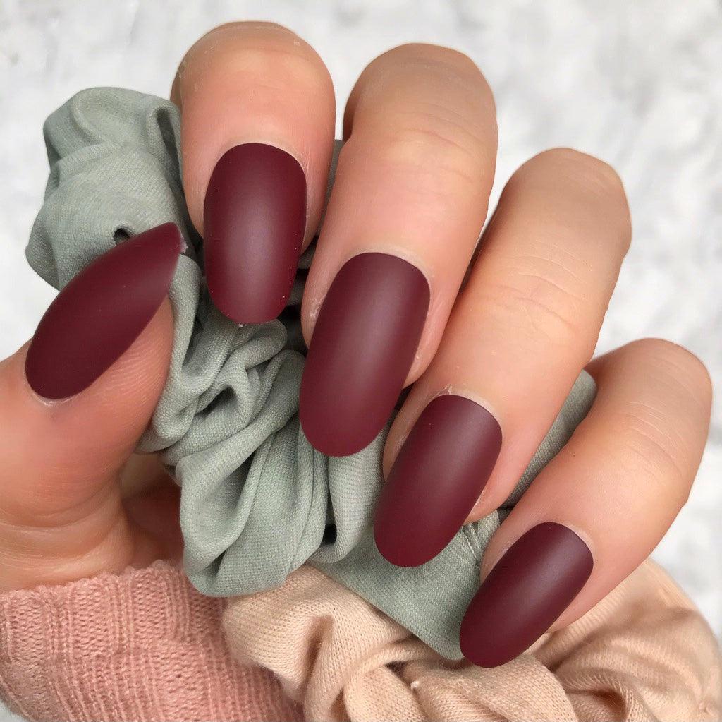 Deep Red Matte Oval – doobysnailsltd