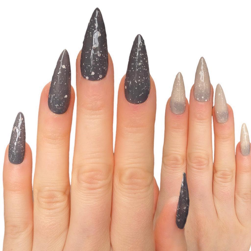 Heat Change Grey Glitter Midi Stiletto - Press on nails - Next Day ...